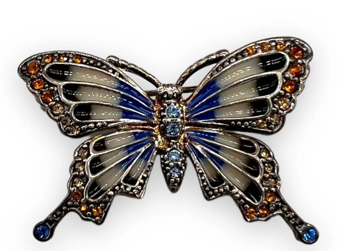 Vintage Monet Ladies Crystal Encrusted Butterfly Brooch Pin 70s 80s P11 ...