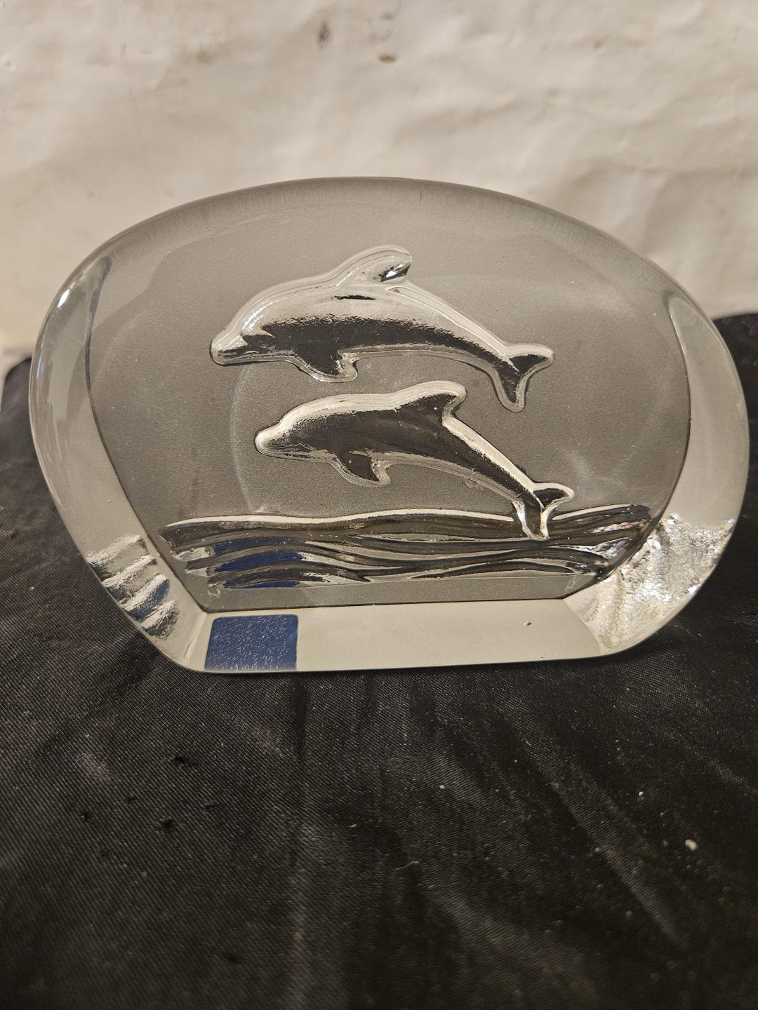 VTG Tilley Etched 3D Crystal Glass Dolphin Paperweight Canada T50 - Etsy