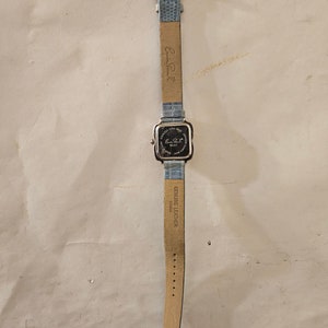 Vintage Erwin Pearl MOP Dial Crystal Accent Grey Leather Band Watch ...