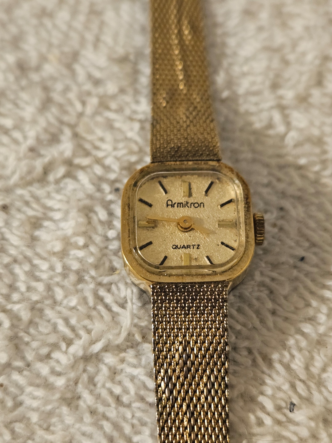 Armitron Watch Gold Toned Band Square Shaped Face Elegant Vintage Style ...