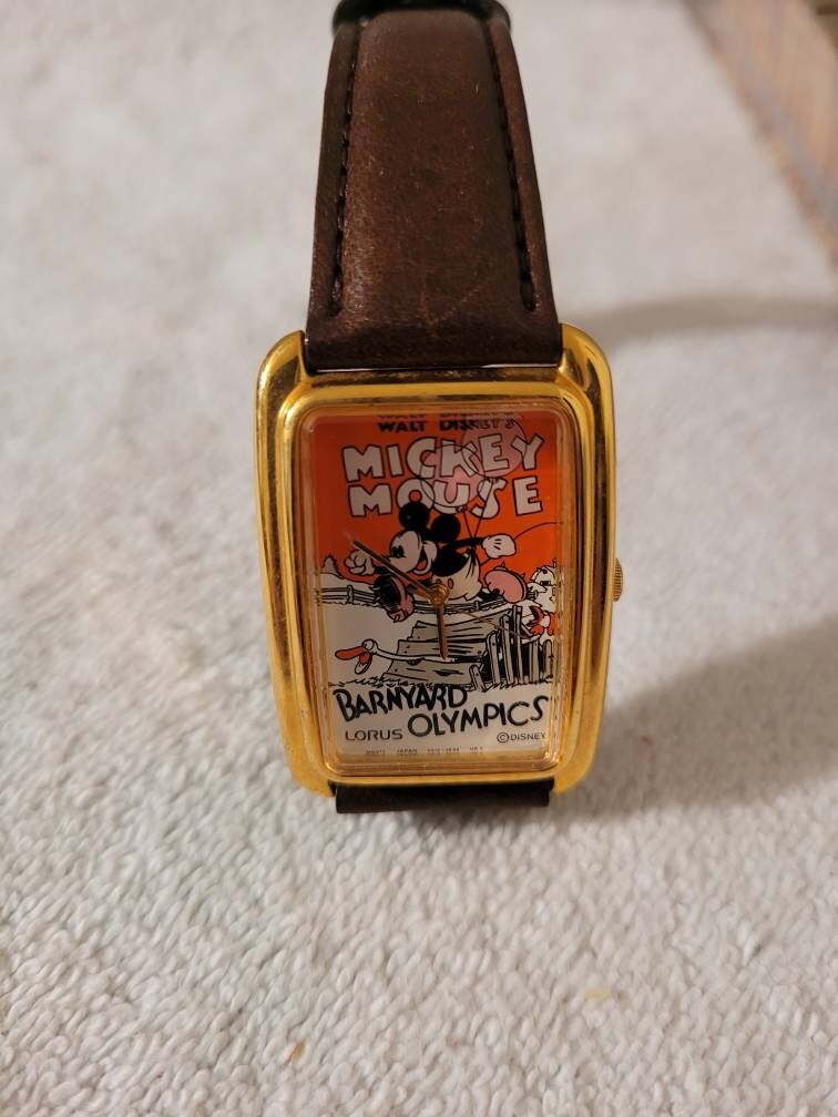 Mickey Mouse Watch Barnyard Olympic Poster Watch Seiko Lorus Goldtone ...