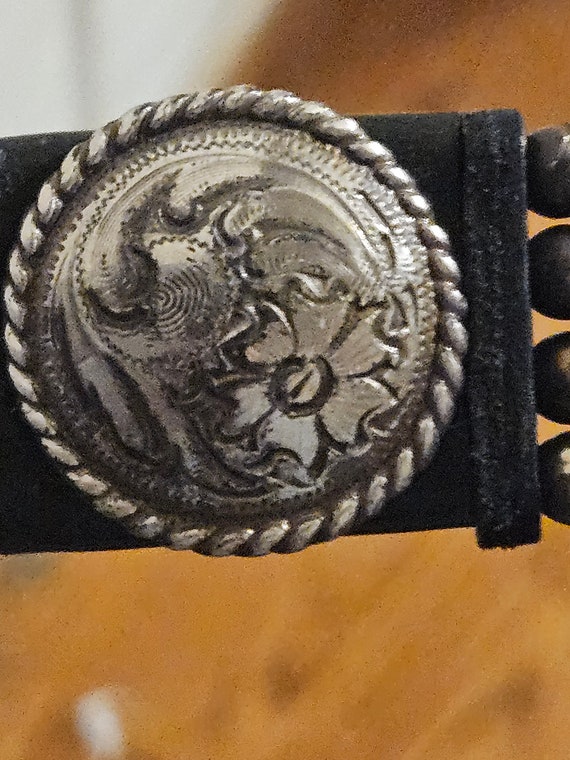 VTG TONY LAMA 7151L Native Son Bone Bead Concho Leather Belt VTG TONY LAMA 7151L Native Son Bone Bead Concho Leather Belt