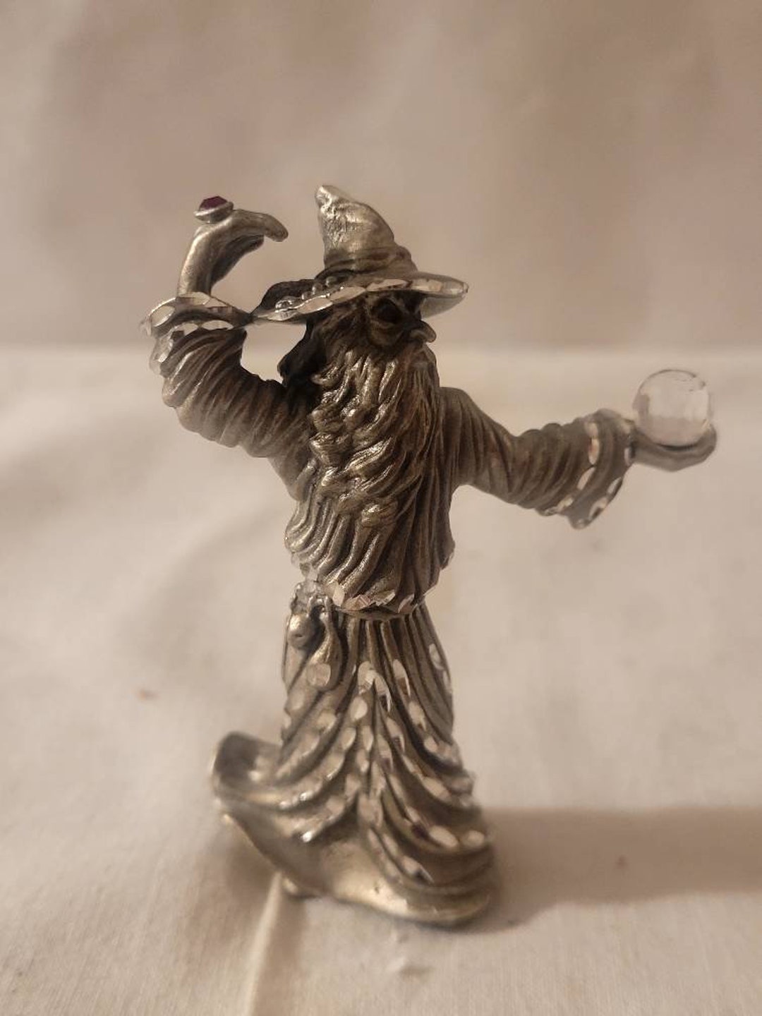 Wizard With Crystal Fine Pewter Figurine by Masterworks 1988 N1 - Etsy