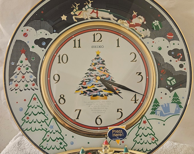 Seiko Musical Wall Clock Melodies in Motion Christmas Tree Santa Sleigh ...