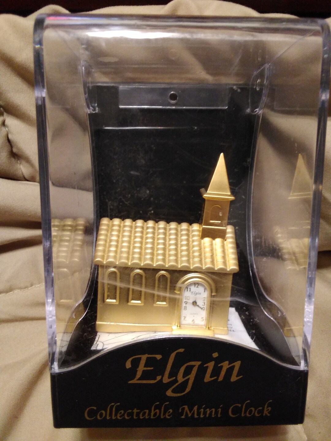 Elgin Collectable Mini Desk Clock Church - Etsy
