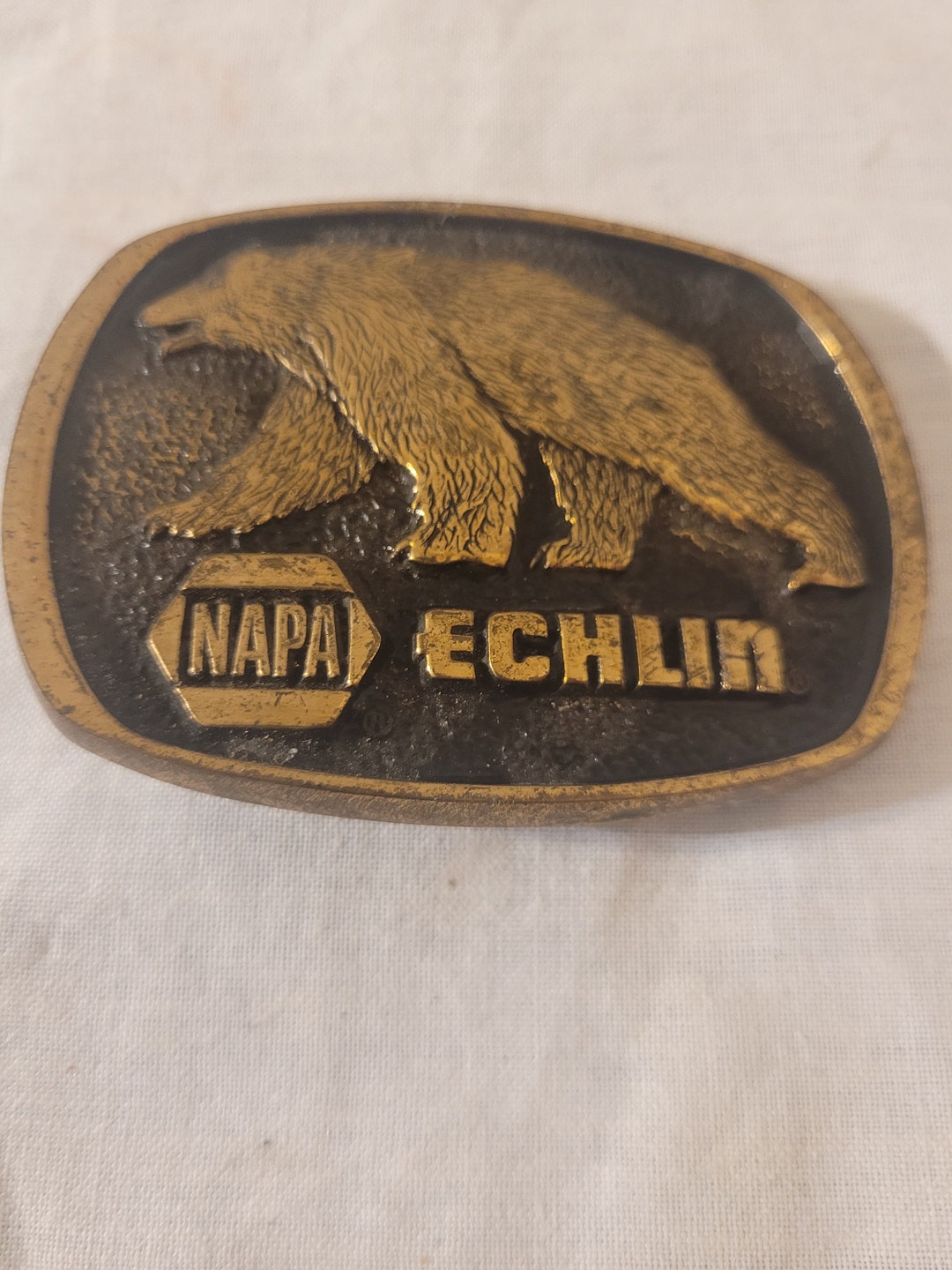 1983 Napa Echlin Bear Vintage Aged Polished Solid Brass Belt Buckle ...