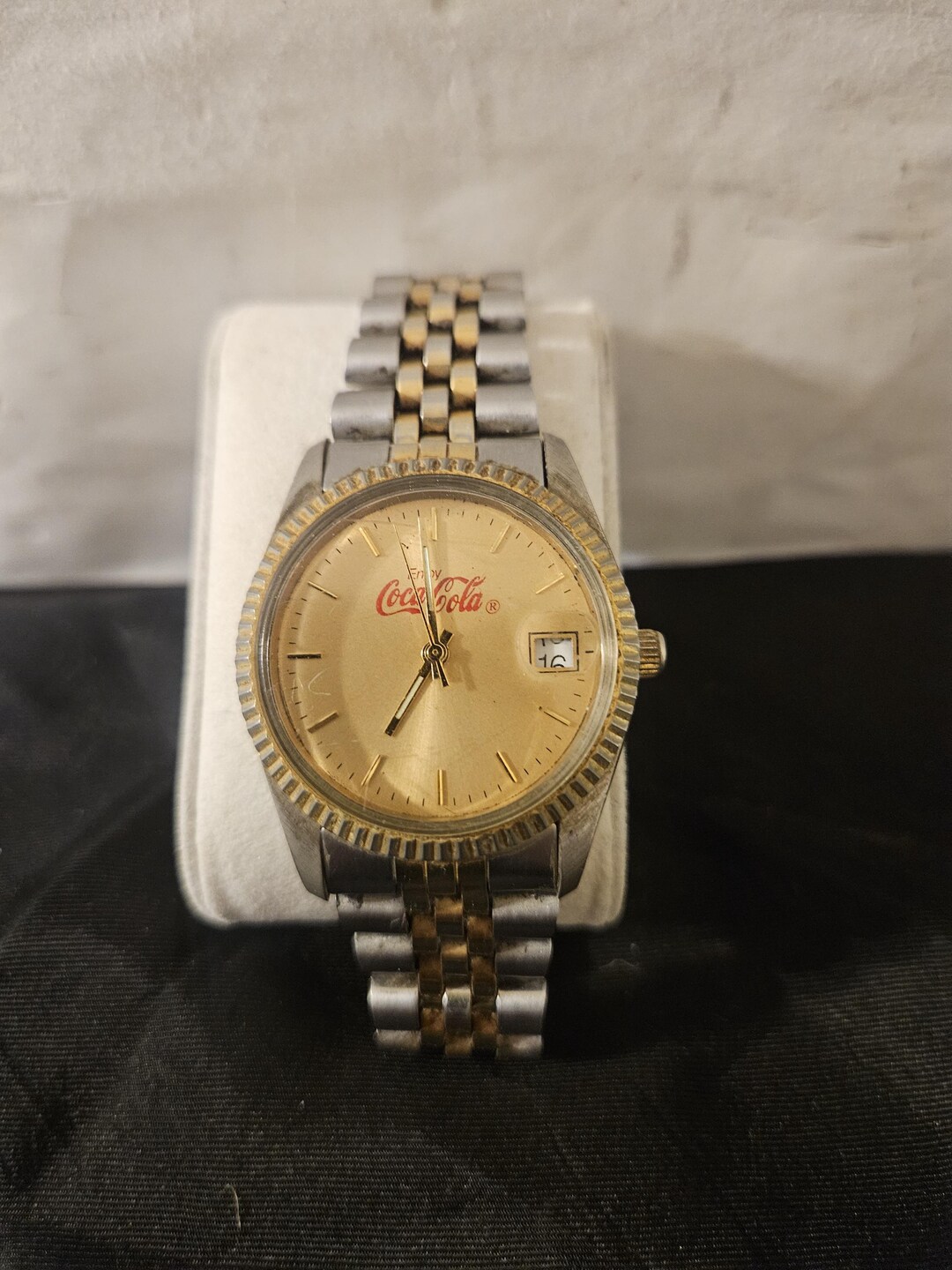 Vintage Coca Cola President Fluted Bezel Gold Silver Tone Day Date ...