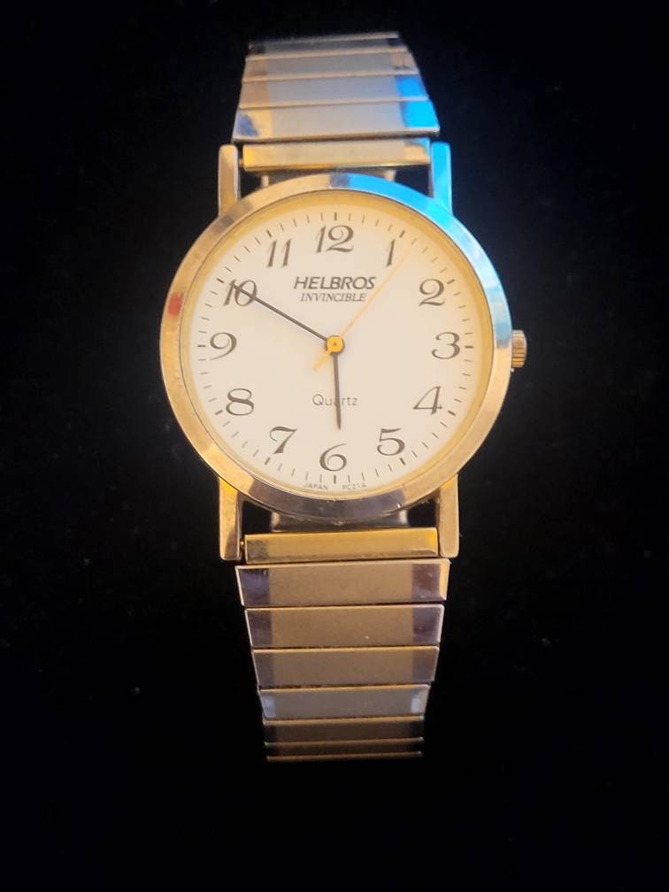 Vintage Mens Helbros Invincible Quartz Watch Gold W/expansion Band - Etsy