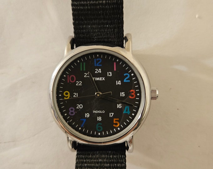 Timex Indiglo Rainbow Black Face Weekender Woman Watch - Etsy