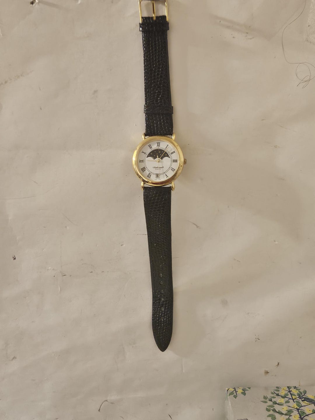 Vintage Rare Lillian Vernon Watch Ladies Woman 32mm Moonphase Date Gold ...