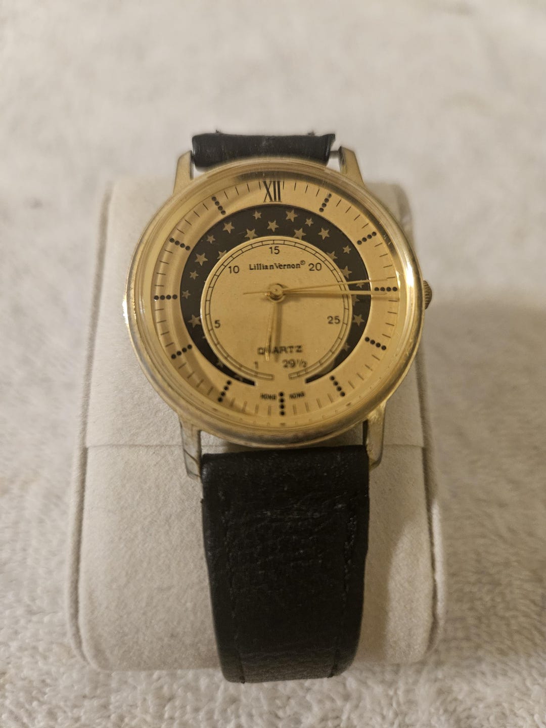 Vintage Ladies' Imado Moon Phase Watch With Black Leather Strap - Etsy