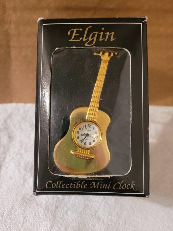 Elgin Miniature Guitar Quartz Clock Desk Musician - Etsy