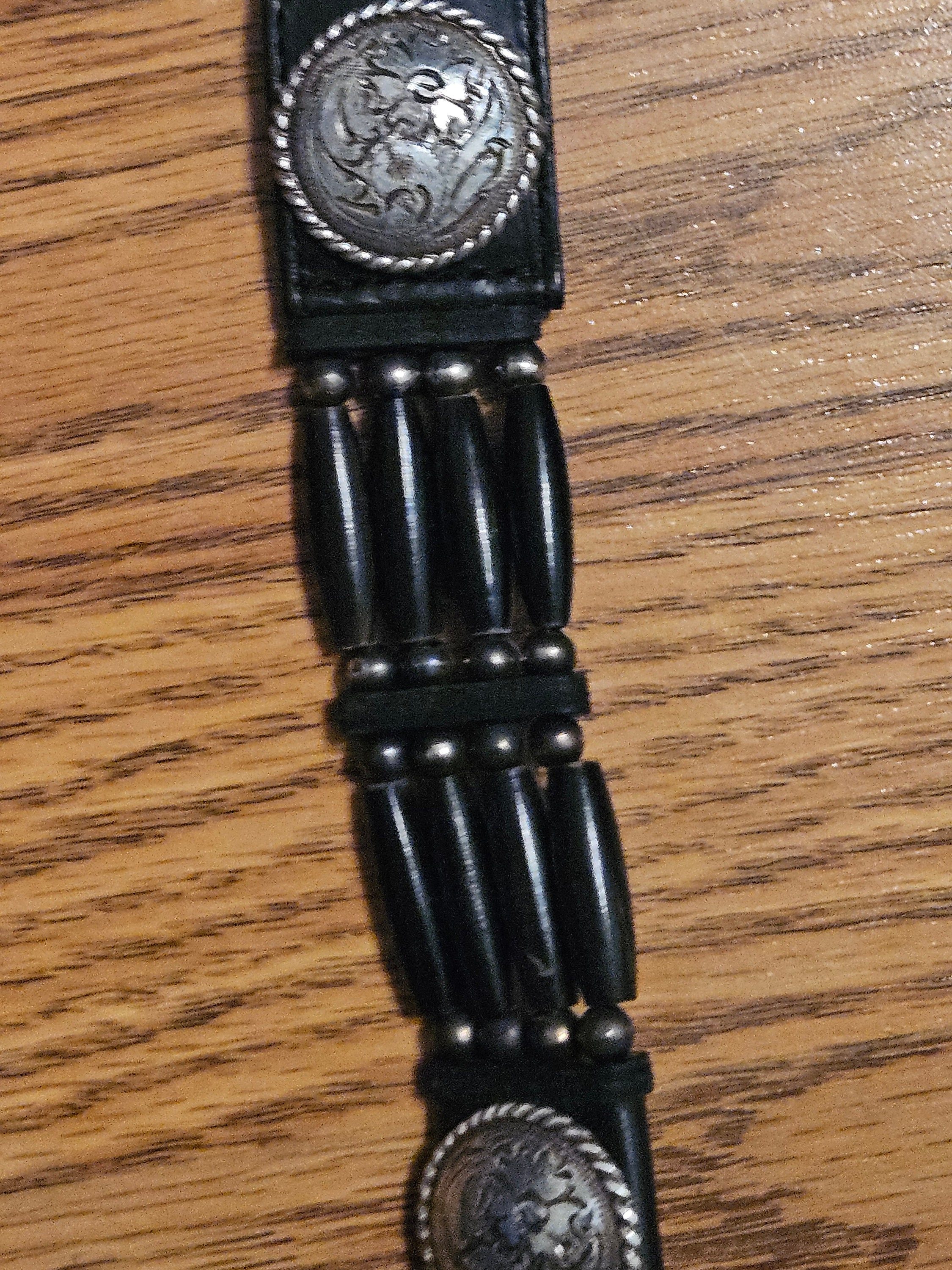 VTG TONY LAMA 7151L Native Son Bone Bead Concho Leather Belt VTG TONY LAMA 7151L Native Son Bone Bead Concho Leather Belt