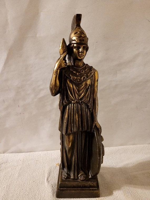 Statue Athena Bronze Aohna Made Greece X. E.M H 10 3/16in - Etsy