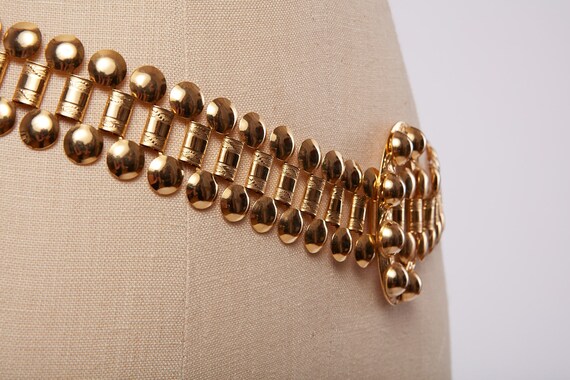 1960s Linked Gold Wide Belt, Bullet Style Design, MOD… - Gem