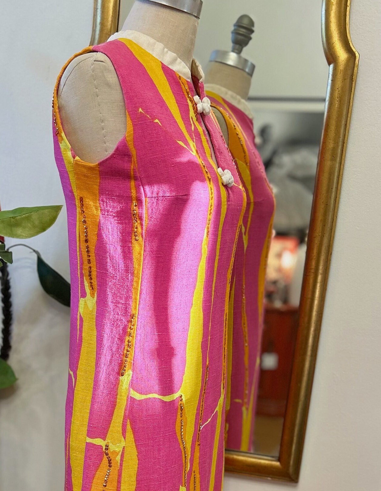 1960s Beachcomber Linen Maxi Dress, Cheongsam Style Resort Dress - Etsy