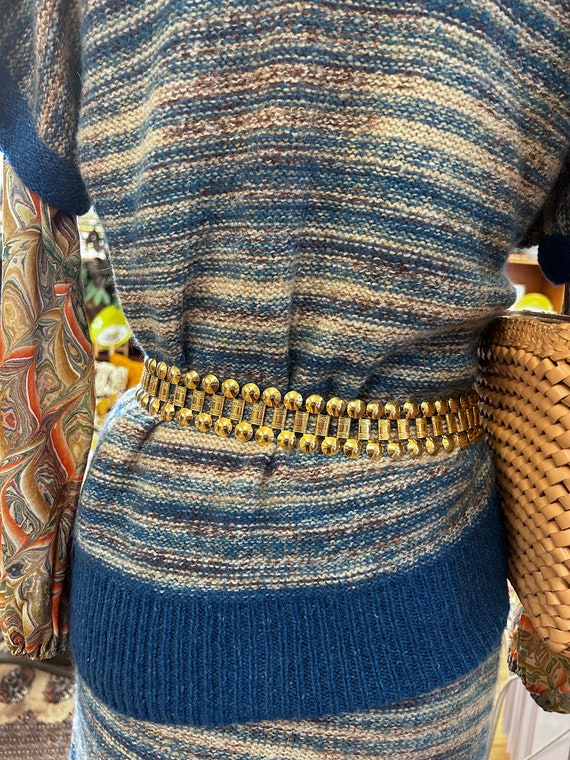 1960s Linked Gold Wide Belt, Bullet Style Design, MOD… - Gem