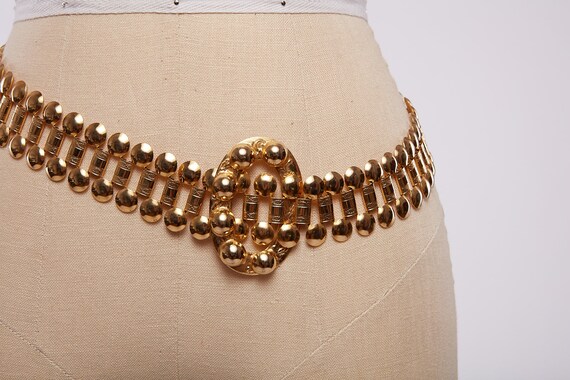 1960s Linked Gold Wide Belt, Bullet Style Design, MOD… - Gem