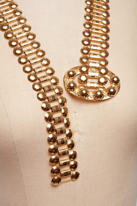 1960s Linked Gold Wide Belt, Bullet Style Design, MOD… - Gem