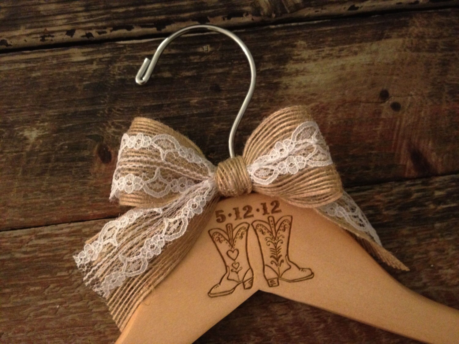 Western Cowboy Boots Wedding Hanger / Rustic Brides Hanger / - Etsy