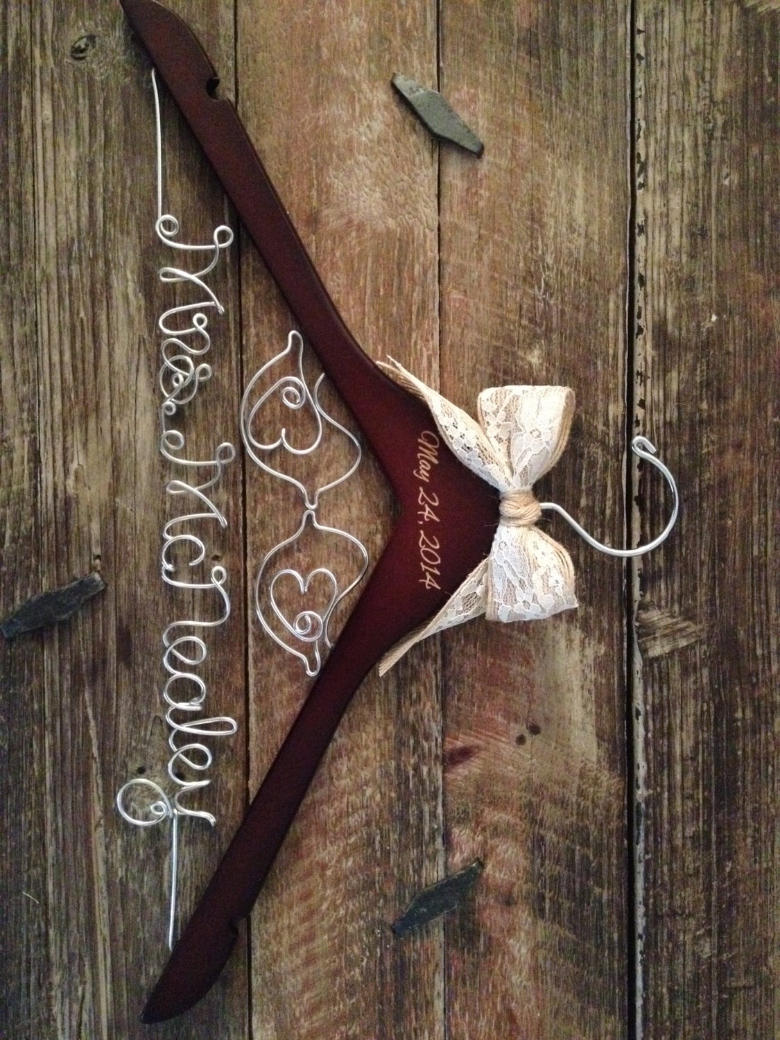 Wedding Hanger / LOVE BIRDS Wedding / Bridal Hanger / Rustic | Etsy