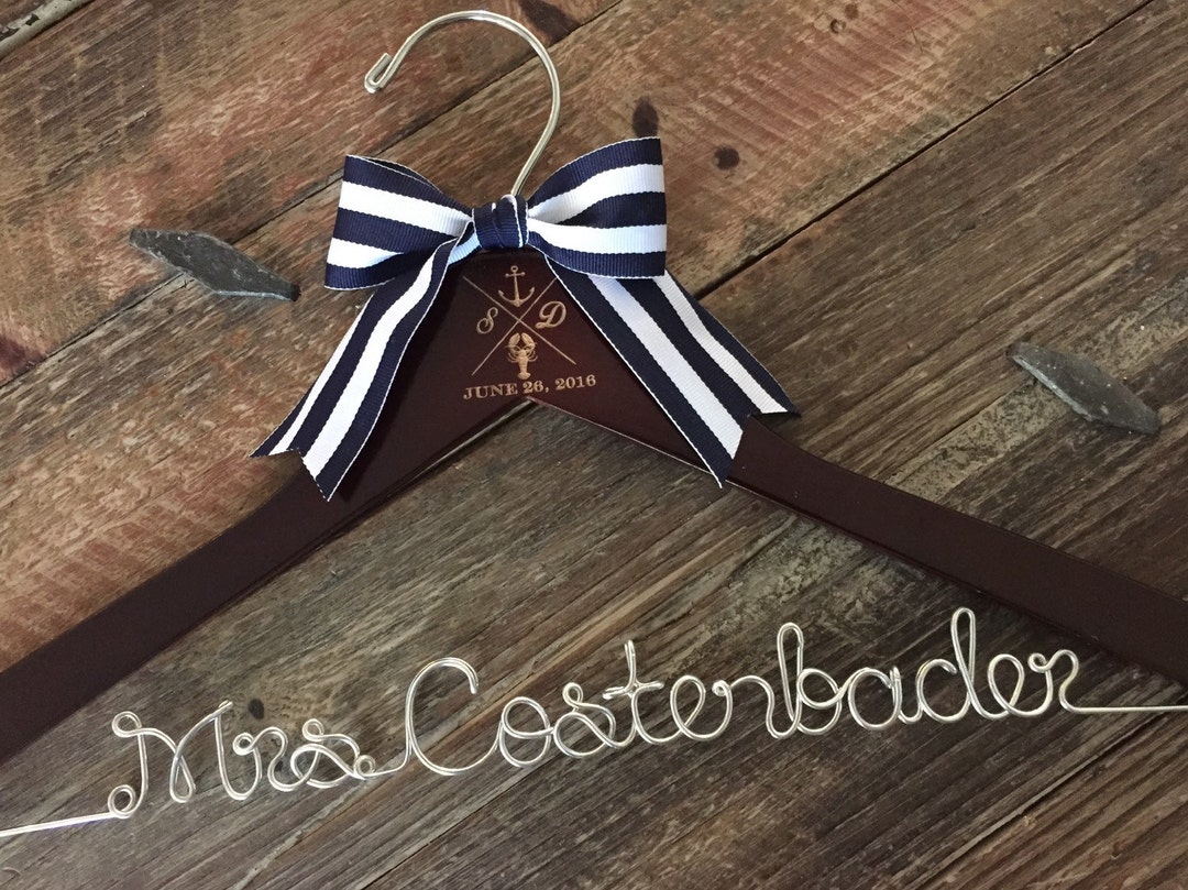 Nautical Wedding Hanger, Anchor Bridal Hanger, Beach Bride Hanger ...