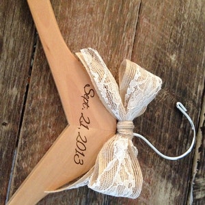 Rustic Bridal Hanger / Bride Hanger / Burned Wedding Date / | Etsy