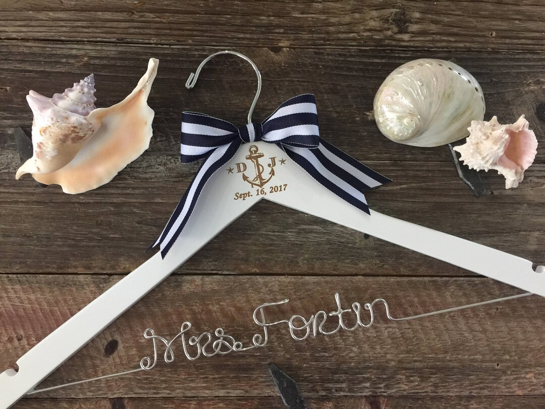 NAUTICAL Wedding Hanger / Beach Bridal Hanger / Bride's Hanger ...