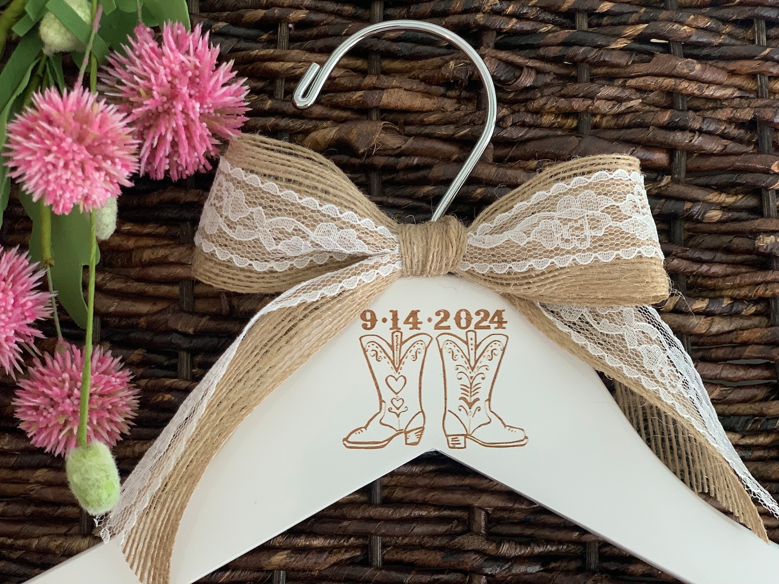 Western Cowboy Boots Wedding Hanger, Rustic Bride Hanger, Bridal Hanger ...