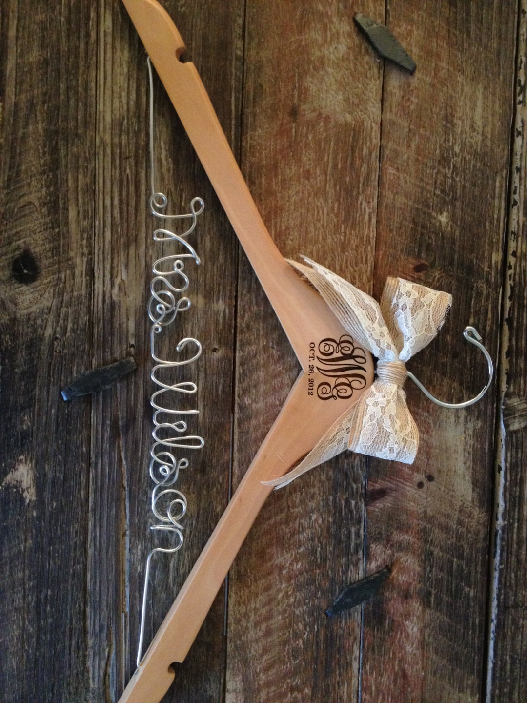 Monogram Wedding Hanger / Bride Hanger / Engraved Bridal Hanger ...