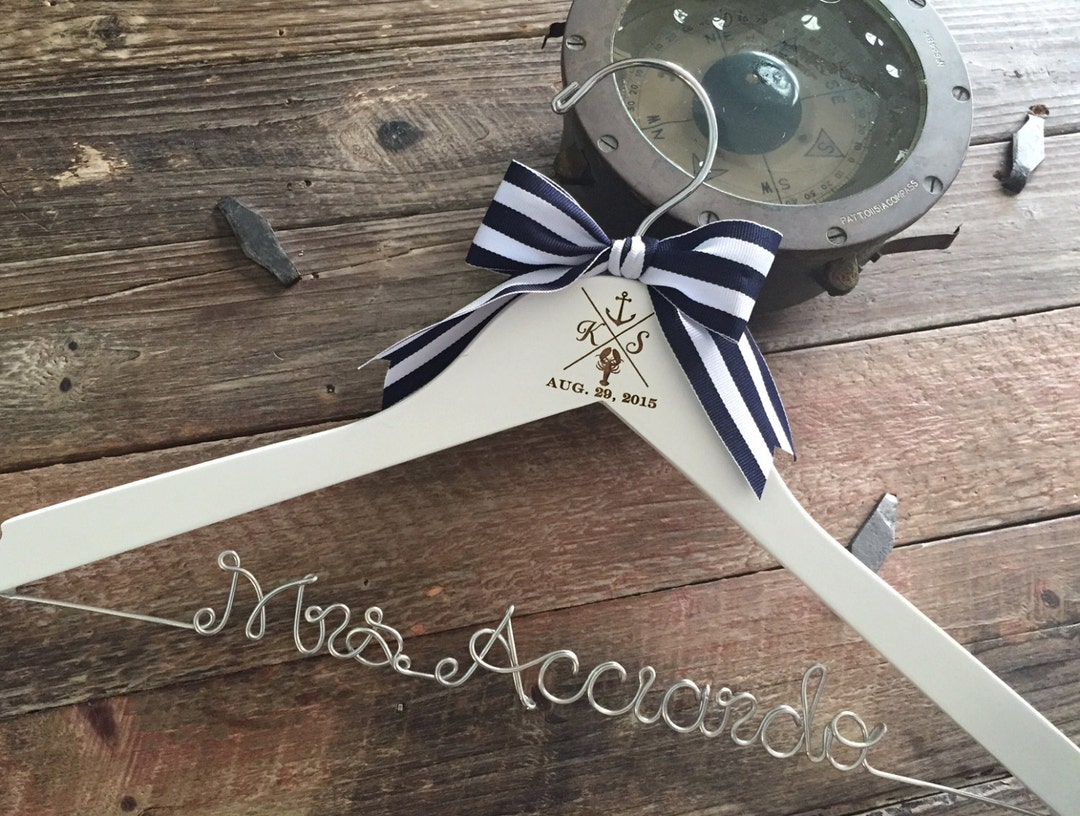 Nautical Wedding Hanger, Anchor Bridal Hanger, Beach Bride Hanger ...