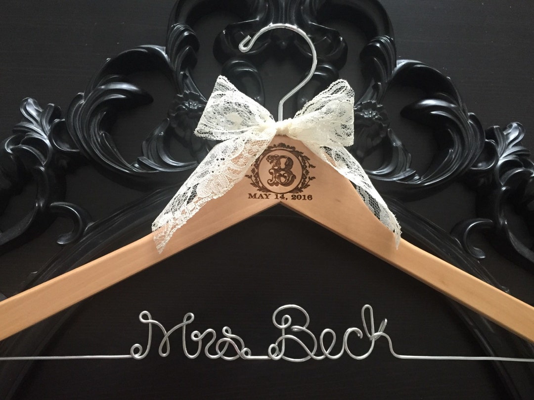 Vintage Monogram Hanger / Bridal Hanger / Engraved Bride Hanger ...