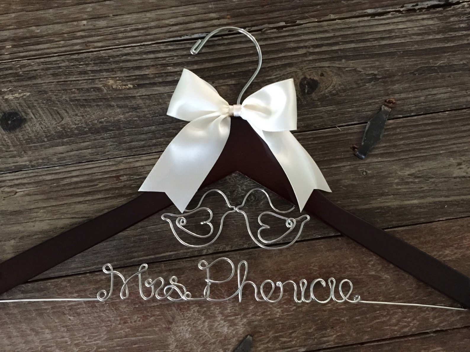 LOVE BIRDS Wedding Hanger / Rustic Bridal Hanger / - Etsy