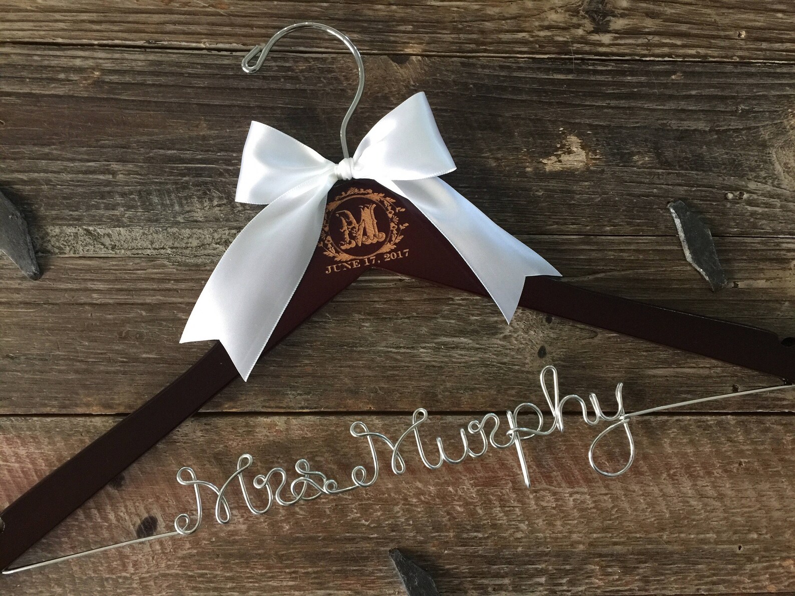 Vintage Monogram Hanger / Bridal Hanger / Engraved Bride | Etsy