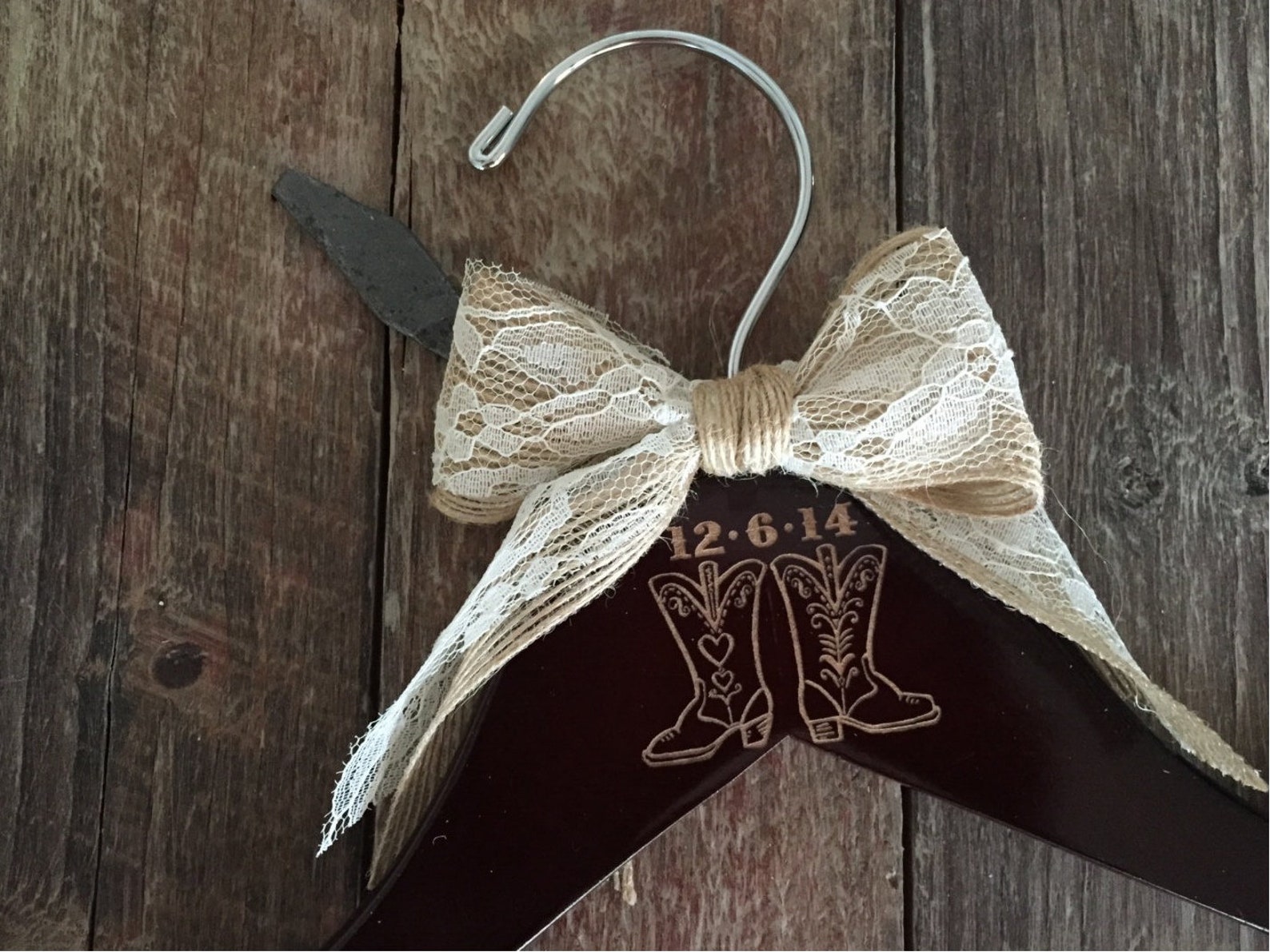 Western Cowboy Boots Wedding Hanger, Rustic Bride Hanger, Bridal Hanger ...