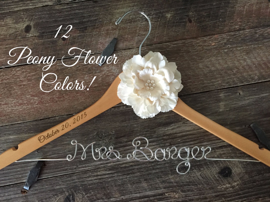 Flower Wedding Dress Hanger, Bride Hanger, Name Hanger, Mrs. Hanger ...