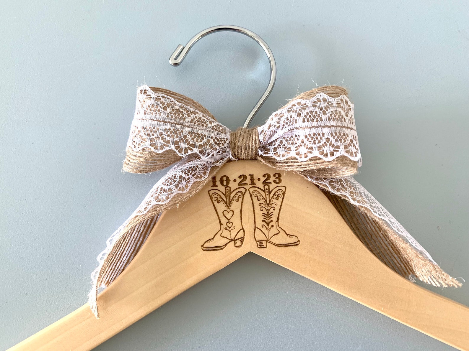 Western Cowboy Boots Wedding Hanger, Rustic Bride Hanger, Bridal Hanger ...