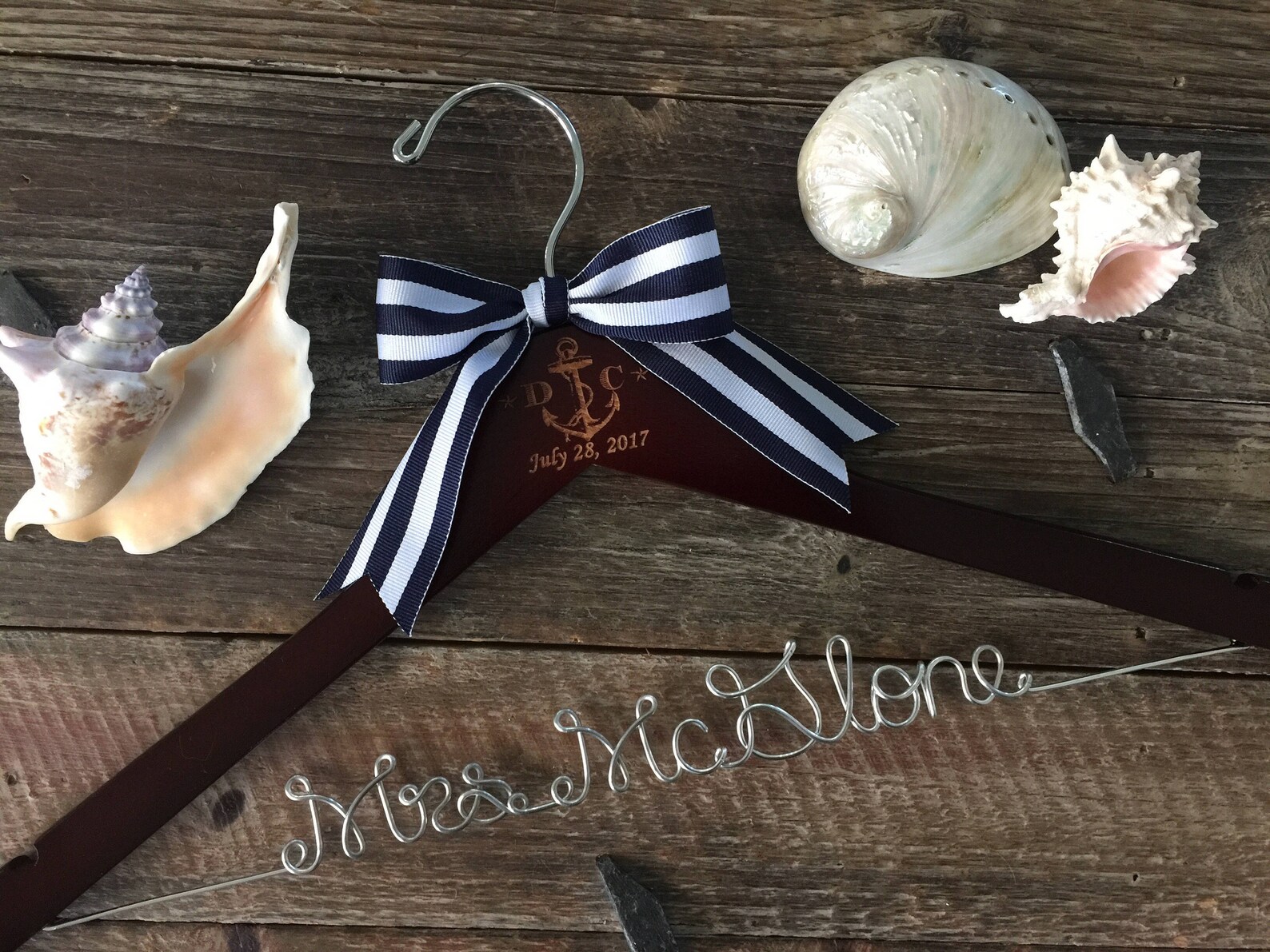 NAUTICAL Wedding Hanger / Beach Bridal Hanger / Bride's Hanger ...