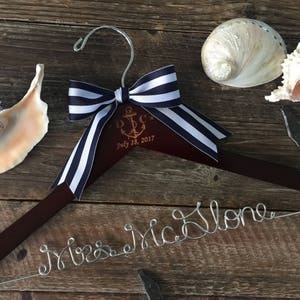 ANCHOR Wedding Hanger / Nautical Bridal Hanger / Beach Bride Hanger ...