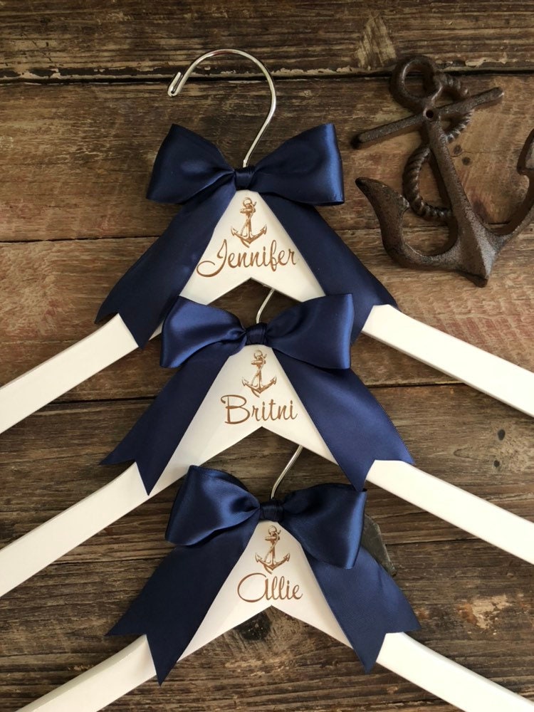 Nautical Bridesmaid Dress Hangers, Nautical Bridesmaid Gift, Engraved ...