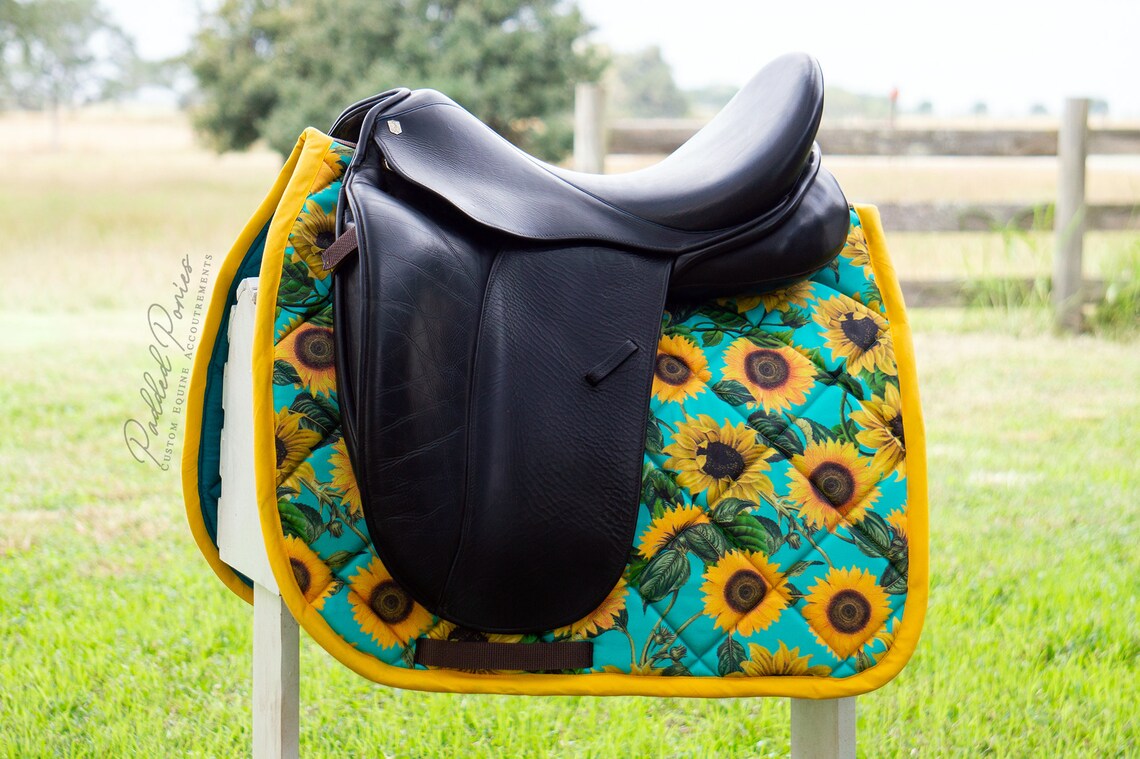 Custom Turquoise Sunflowers Saddle Pad English or Western - Etsy