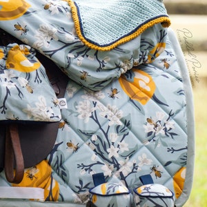 Custom Blue and Yellow Lemons and Bees Saddle Pad English or - Etsy