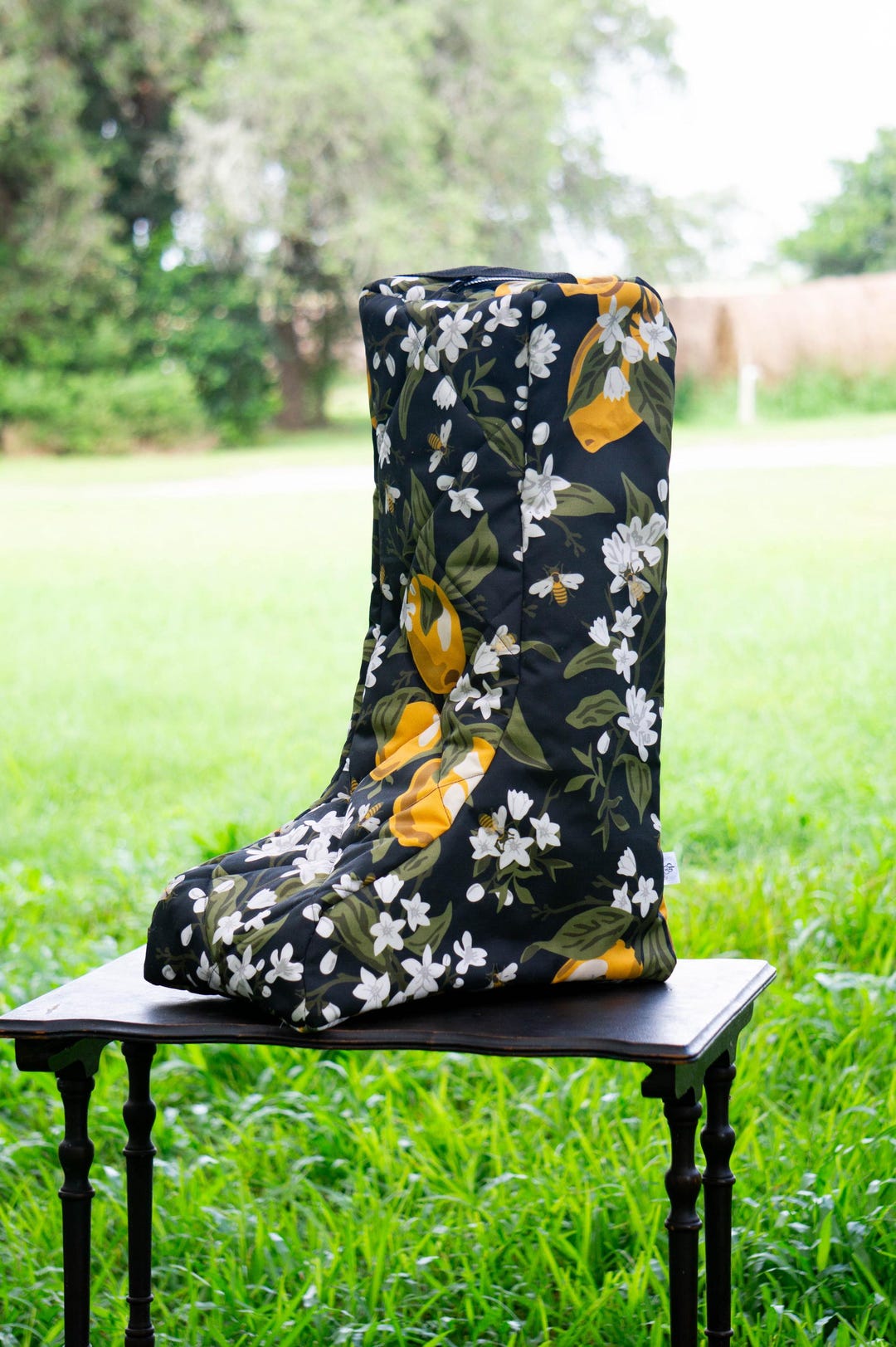 Custom Boot Bag - Black Lemons and Bees Floral - Etsy