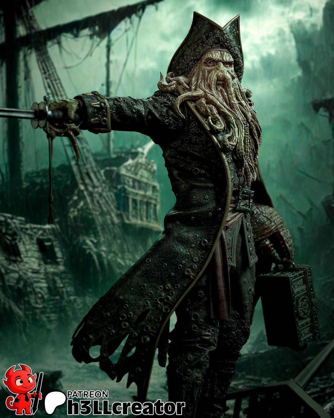 Davy Jones Figurine 1/12 and 1/6 Scale Pirates of the Caribbean Hand ...