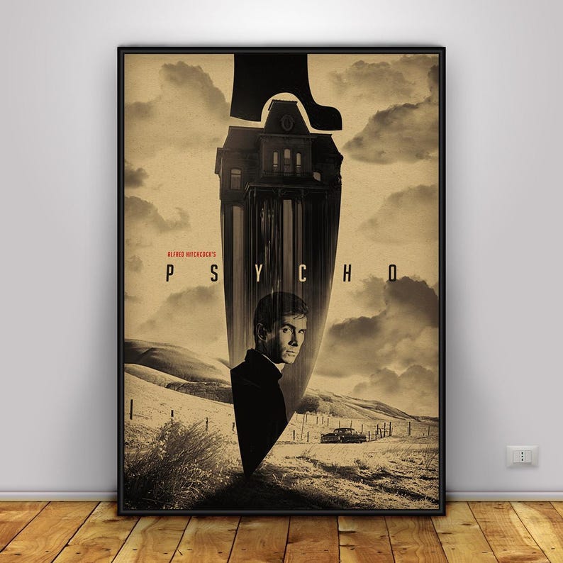 Psycho Poster, Alfred Hitchcock Wall Art, Classic Thriller Horror Movie ...