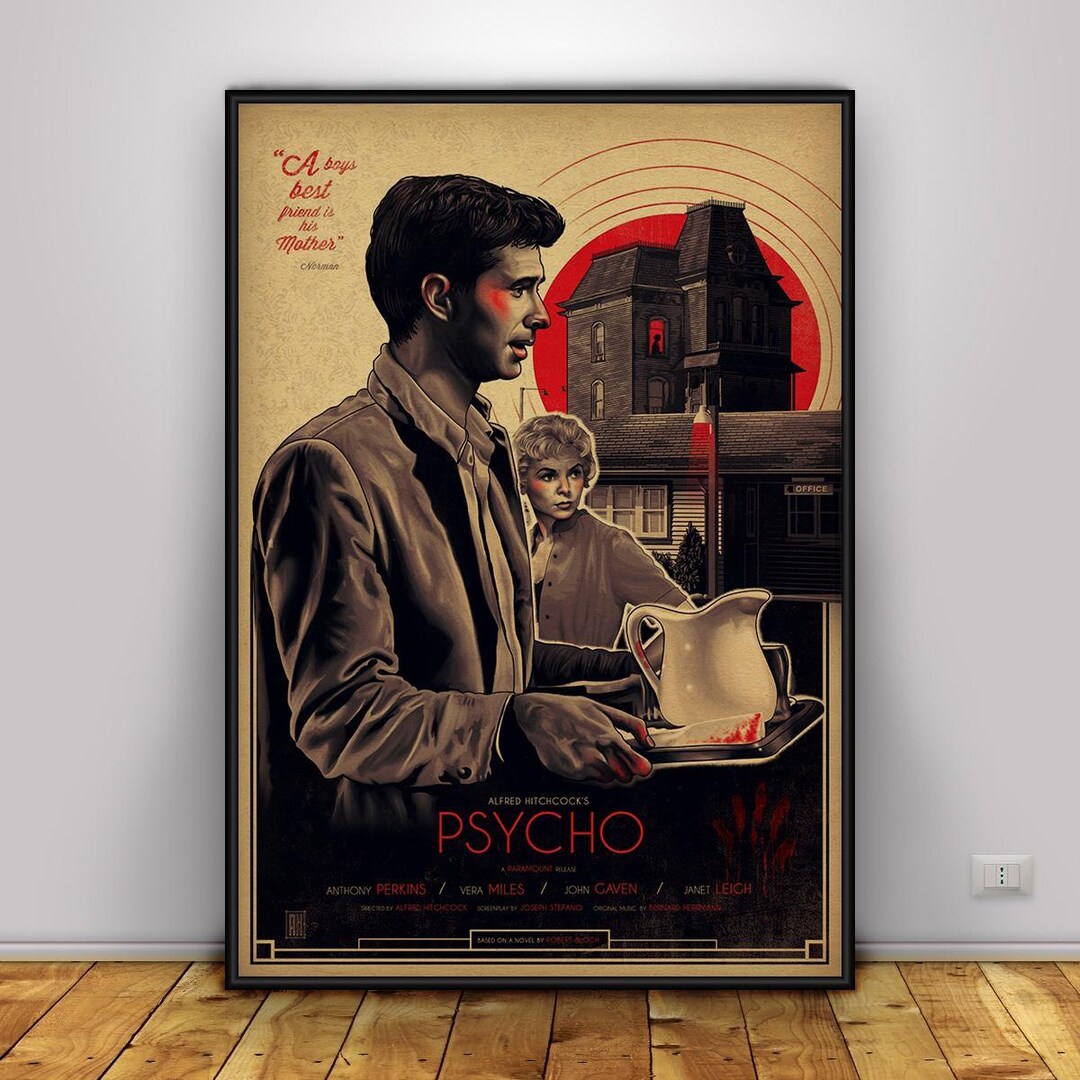 Psycho Poster, Alfred Hitchcock Wall Art, Classic Thriller Horror Movie ...