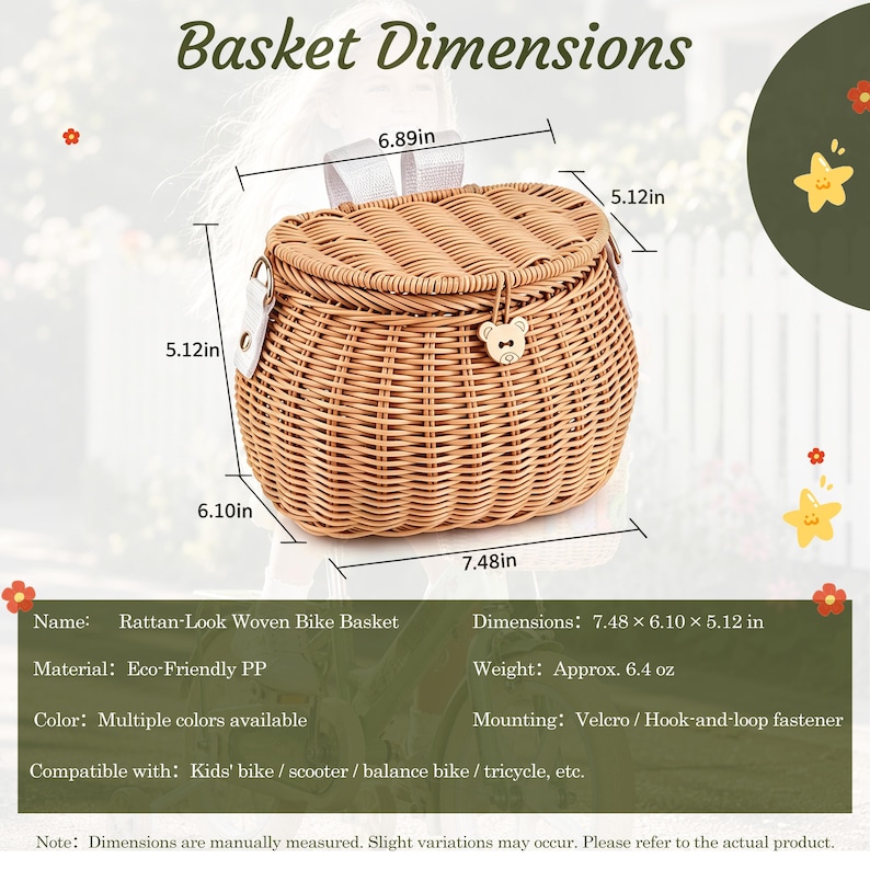 Personalized Kids Bike Basket With Lid, Custom Name Basket Bag, Name ...