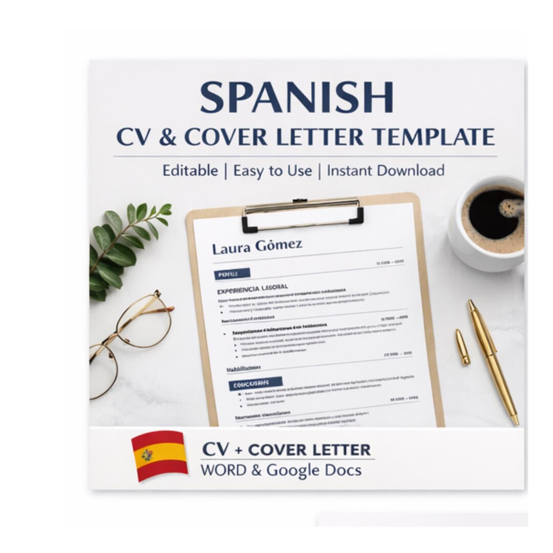Spanish CV Template + Cover Letter | CV for Spain | Editable PDF - Etsy