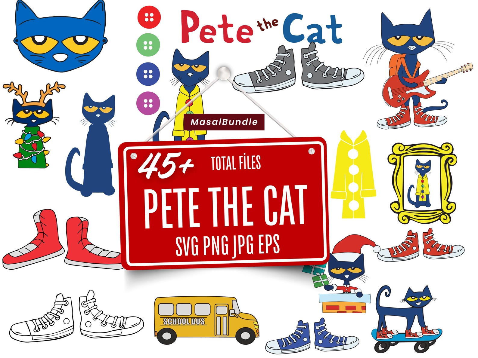 Pete the Cat SVG Bundle, Cricut Ready Designs (digital Download) - Etsy