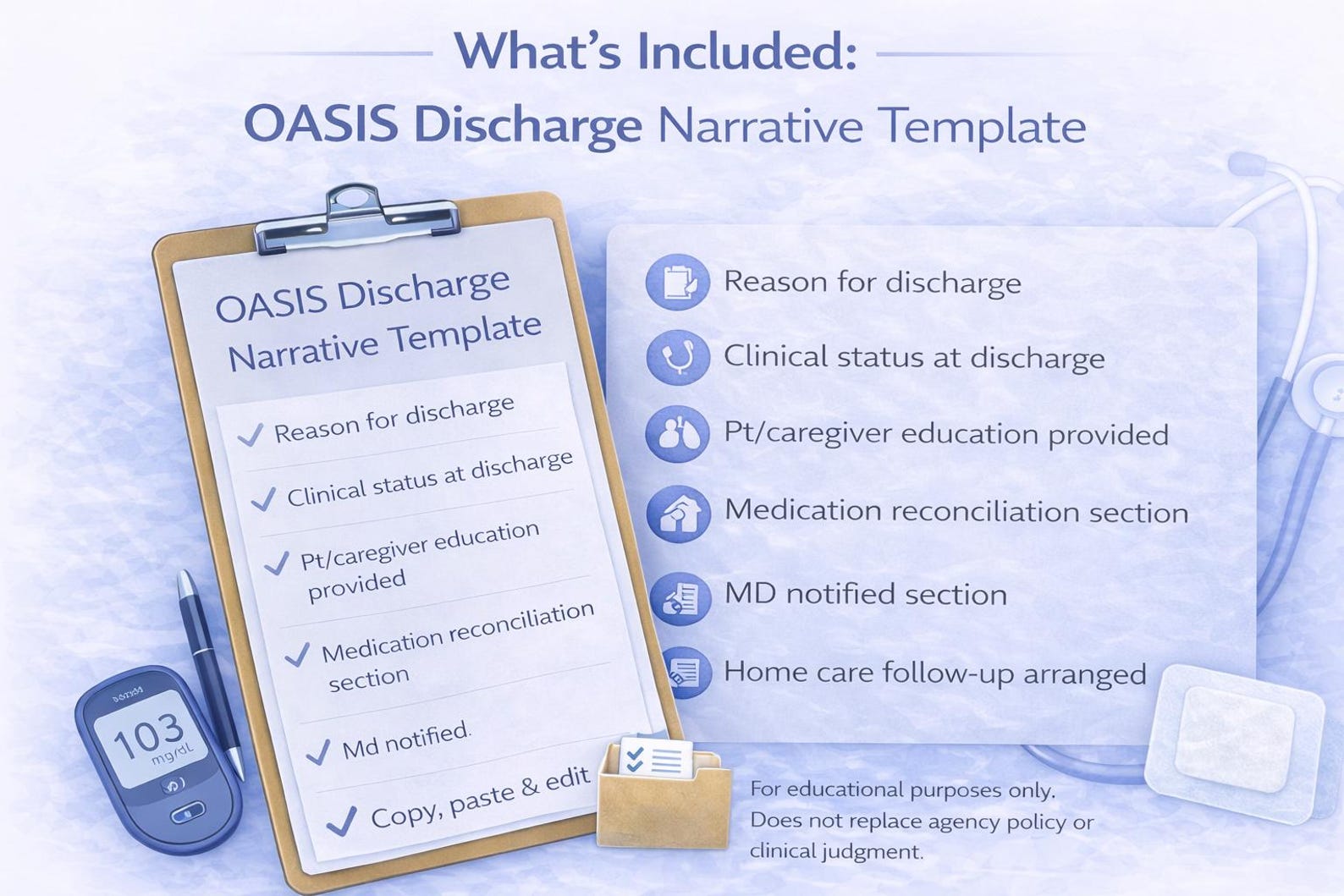 OASIS Discharge Narrative Template | Home Health RN Charting | HCHB ...
